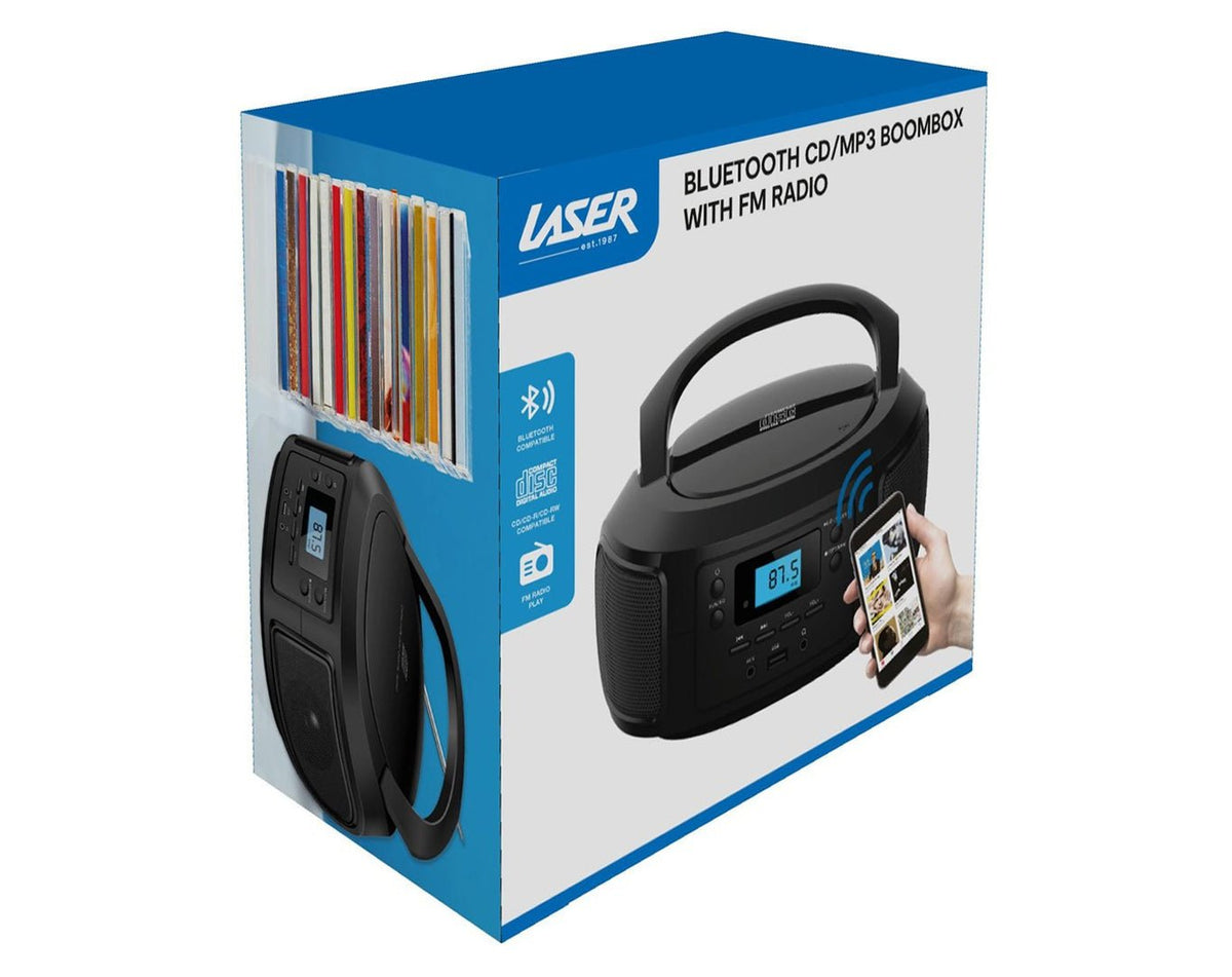 LASER *REFURBISHED* Bluetooth CD/MP3 Boombox Portable FM Radio Player ...